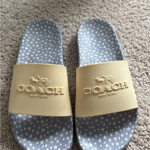Coach | Shoes | Coach Blue Star Pattern Slides | Poshmark